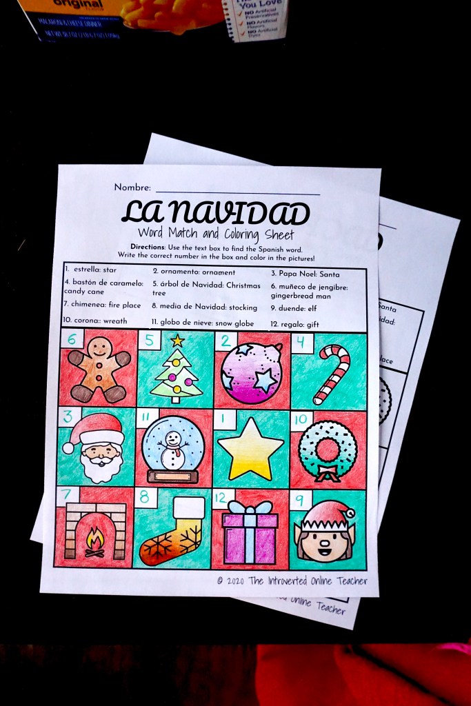 Spanish Christmas Coloring Worksheets - The Introverted Online Teacher ...